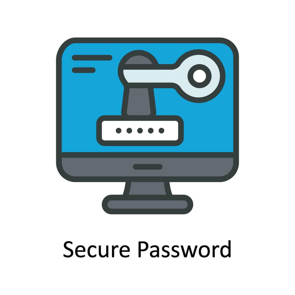Secure Password Vector Fill outline Icon Design illustration. Cyber ...