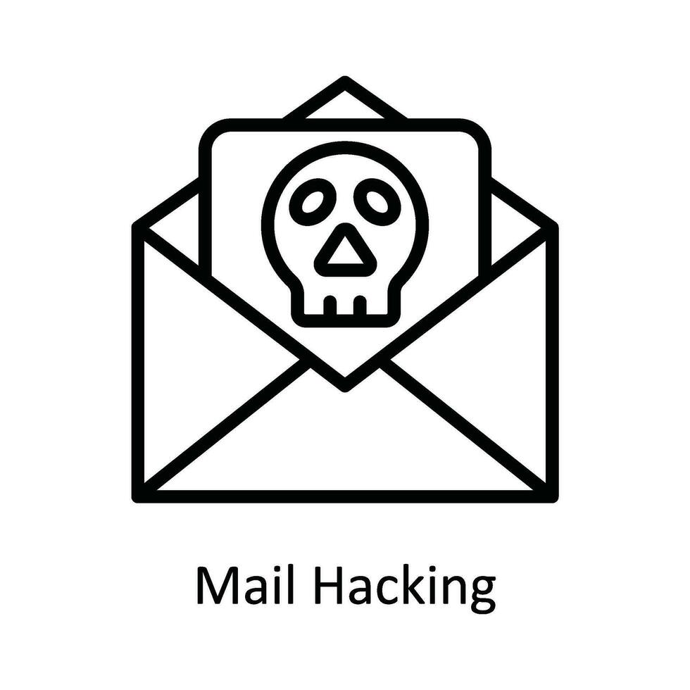 Mail Hacking Vector Outline Icon Design Illustration Cyber Security