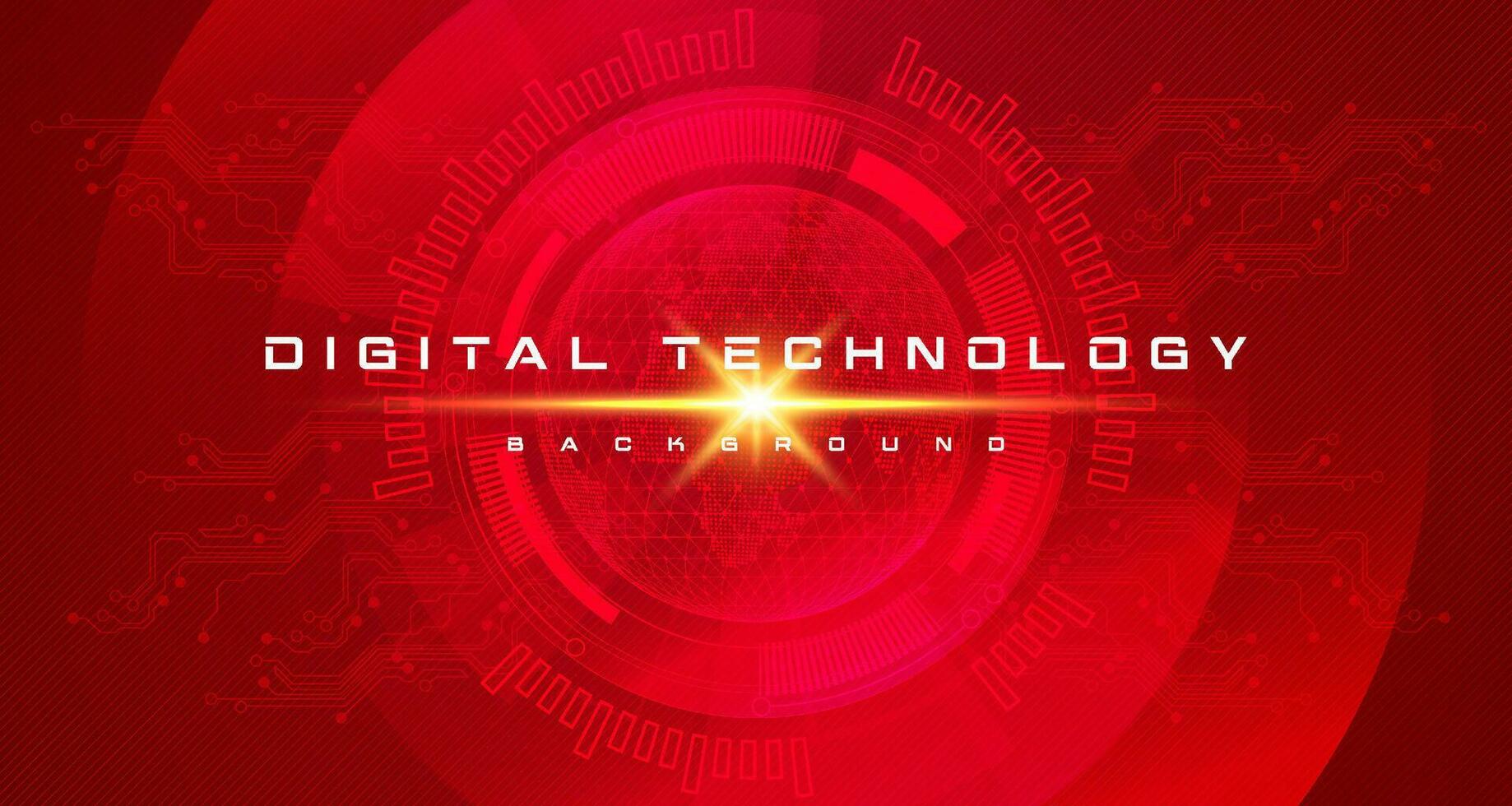 Abstract Digital Technology Futuristic Red Background Cyber Information Data Science Tech