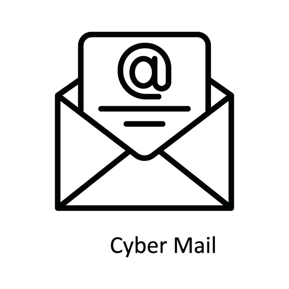 Cyber Mail Vector Outline Icon Design Illustration Cyber Security