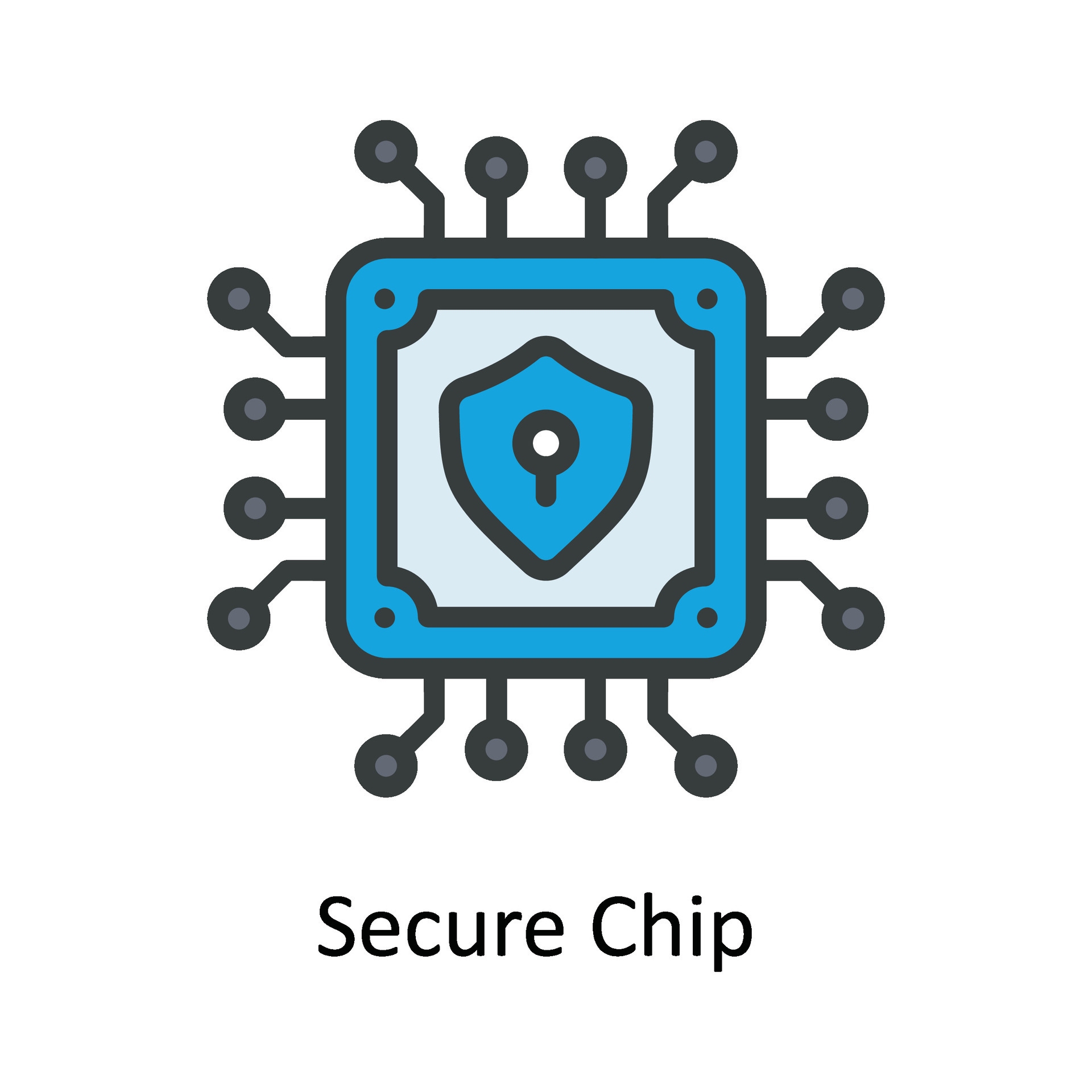 Secure Chip Vector Fill Outline Icon Design Illustration Cyber Security Symbol On White