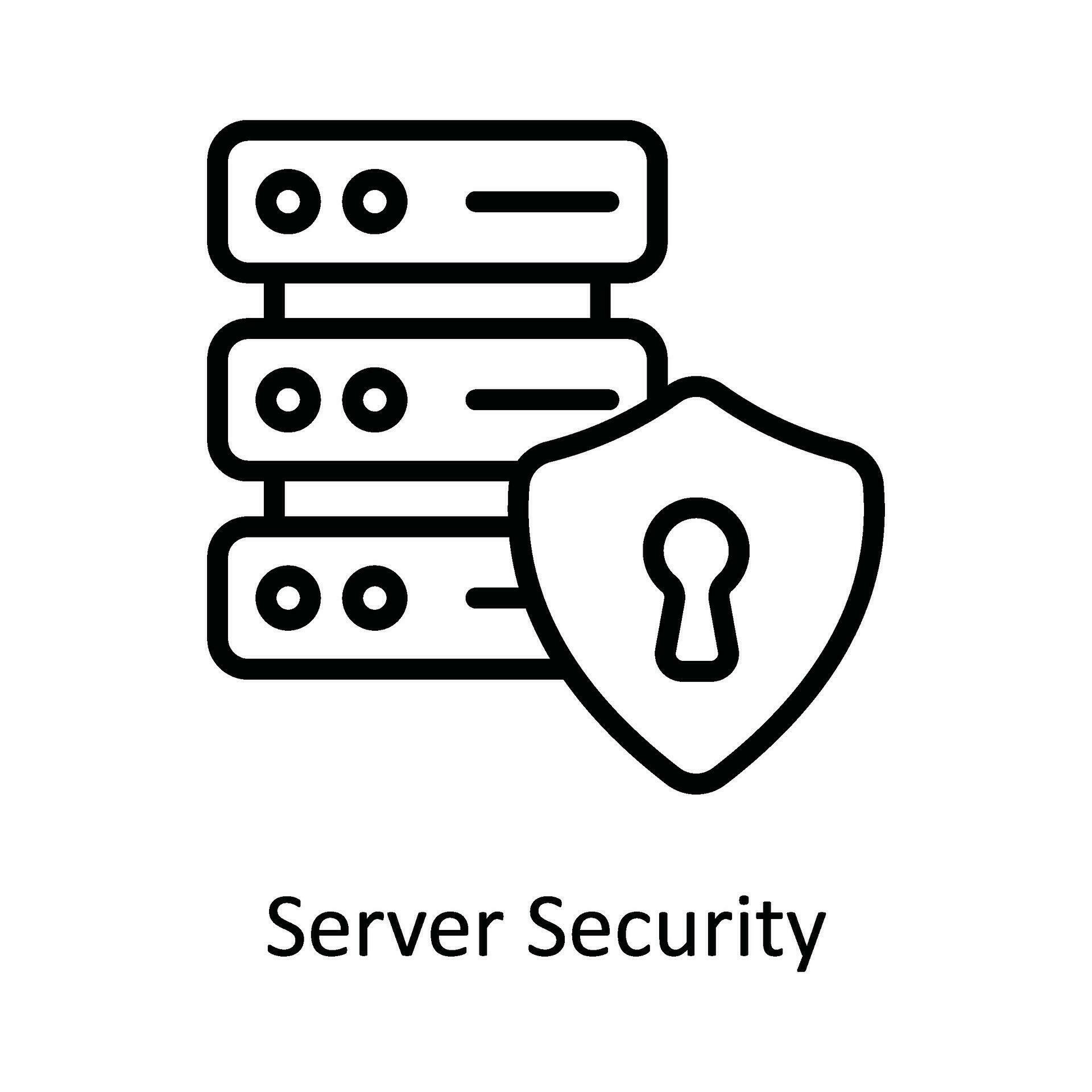 Server Security Vector Outline Icon Design Illustration Network And Communication Symbol On