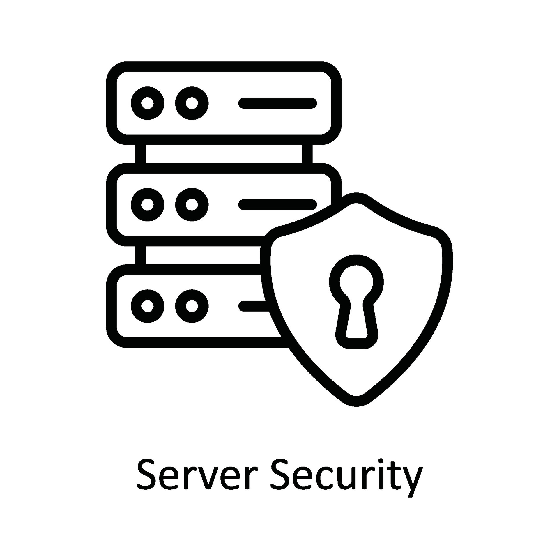 Server Security Vector Outline Icon Design Illustration Network And Communication Symbol On
