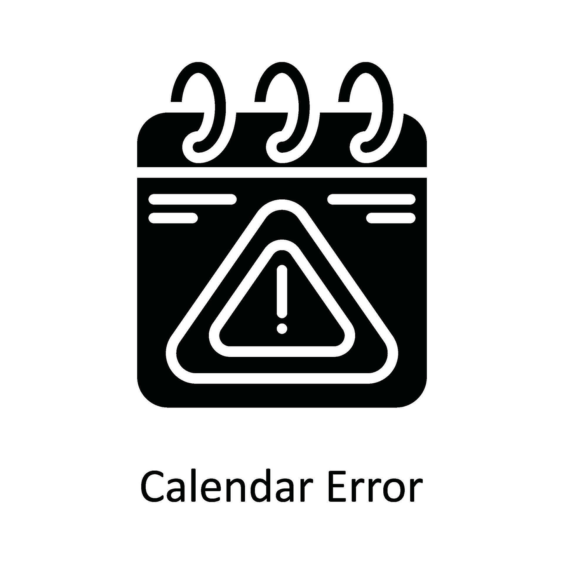 Calendar Error Vector Solid Icon Design illustration. Network and ...