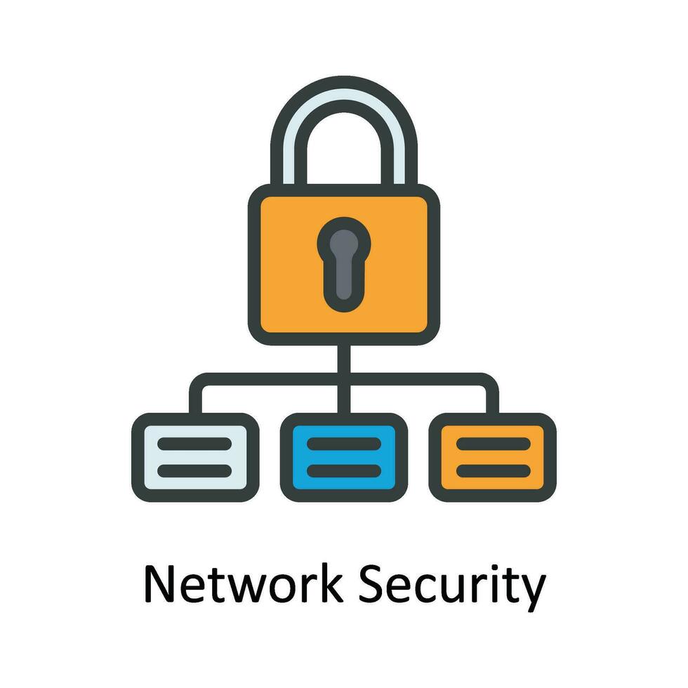 Network Security Vector Fill Outline Icon Design Illustration Cyber