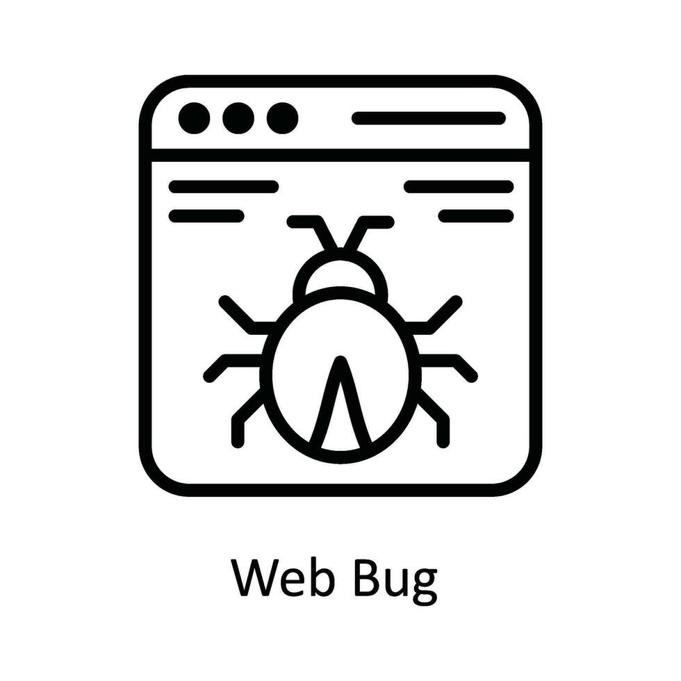 Web Bug Vector Outline Icon Design Illustration Cyber Security Symbol