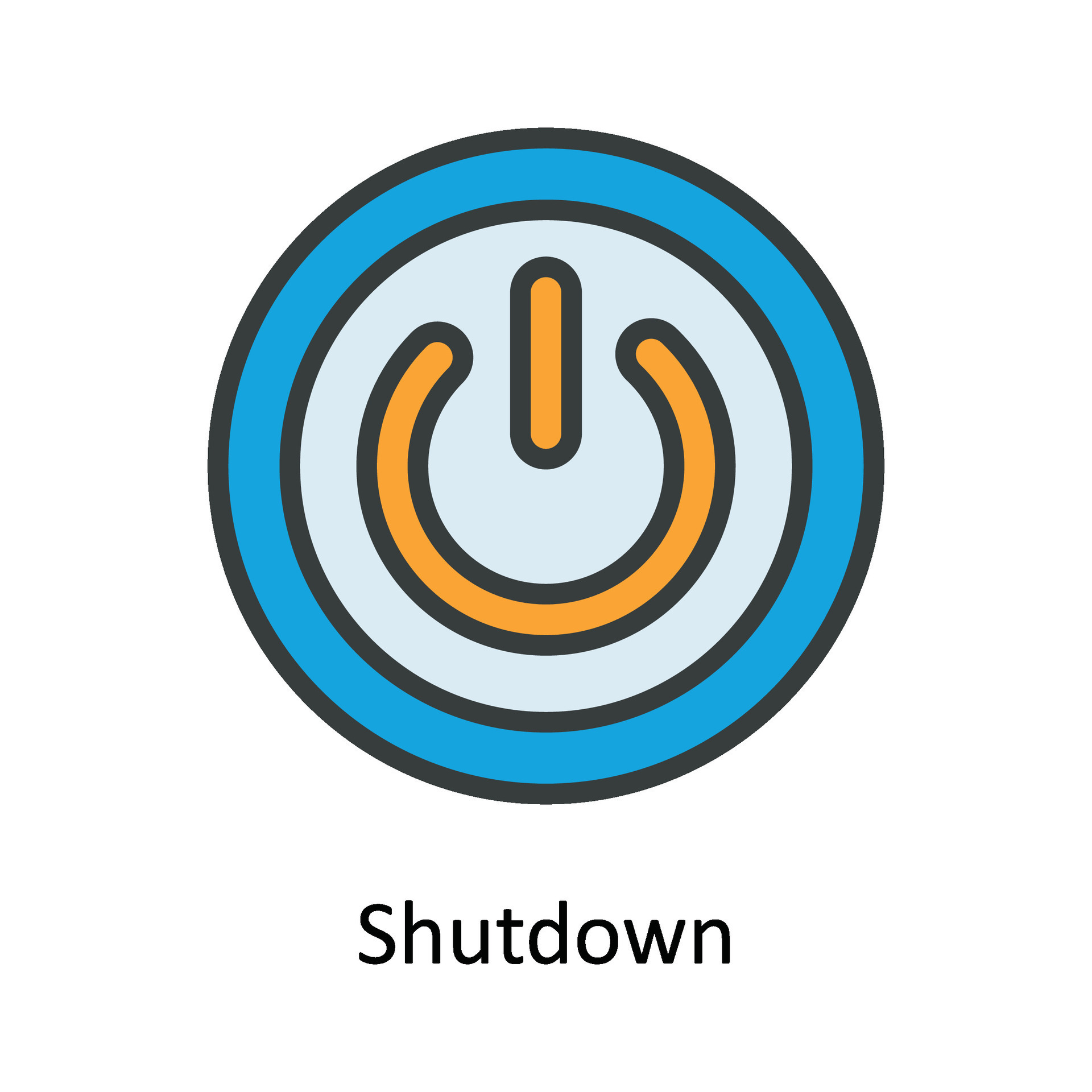 Shutdown Vector Fill outline Icon Design illustration. Multimedia Symbol on White background EPS ...