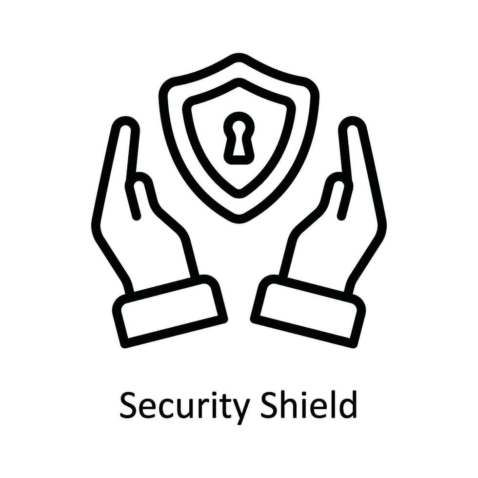 Security Shield Vector Outline Icon Design Illustration Cyber Security