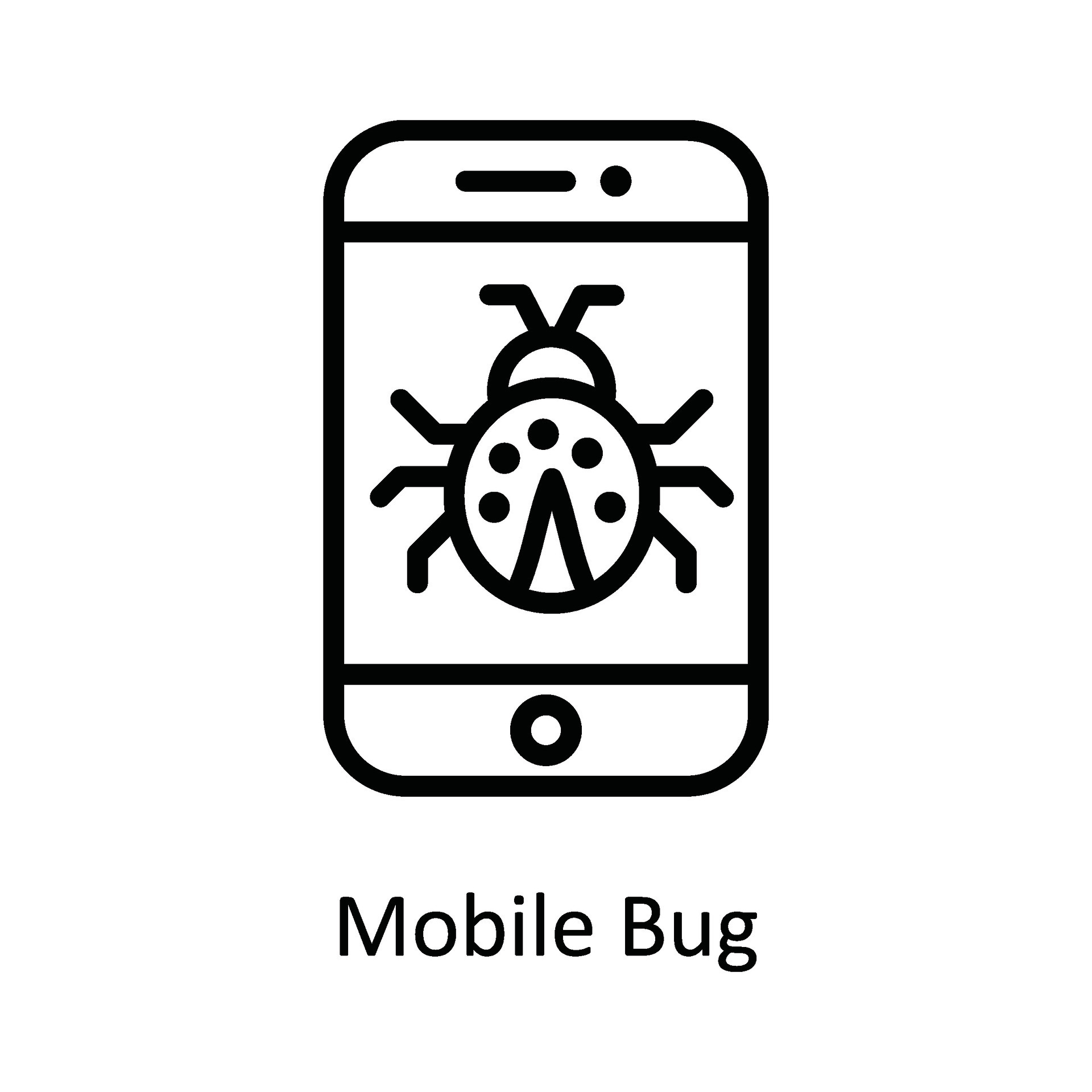 Mobile Bug Vector Outline Icon Design Illustration Cyber Security Symbol On White Background