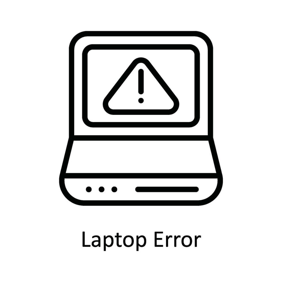 Laptop Error Vector outline Icon Design illustration. Network and ...