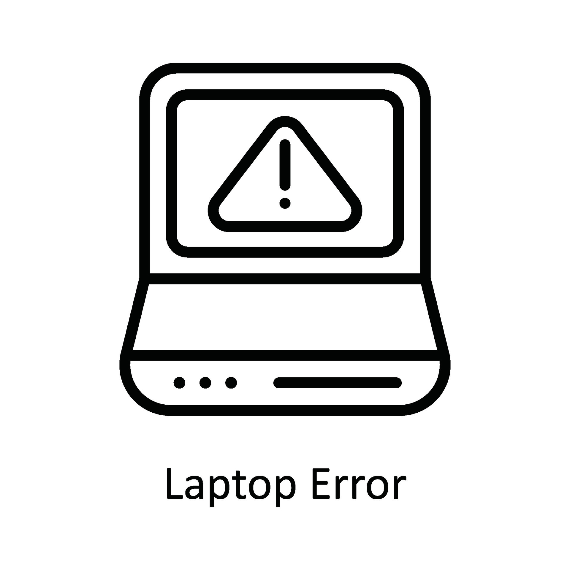 Laptop Error Vector Outline Icon Design Illustration Network And