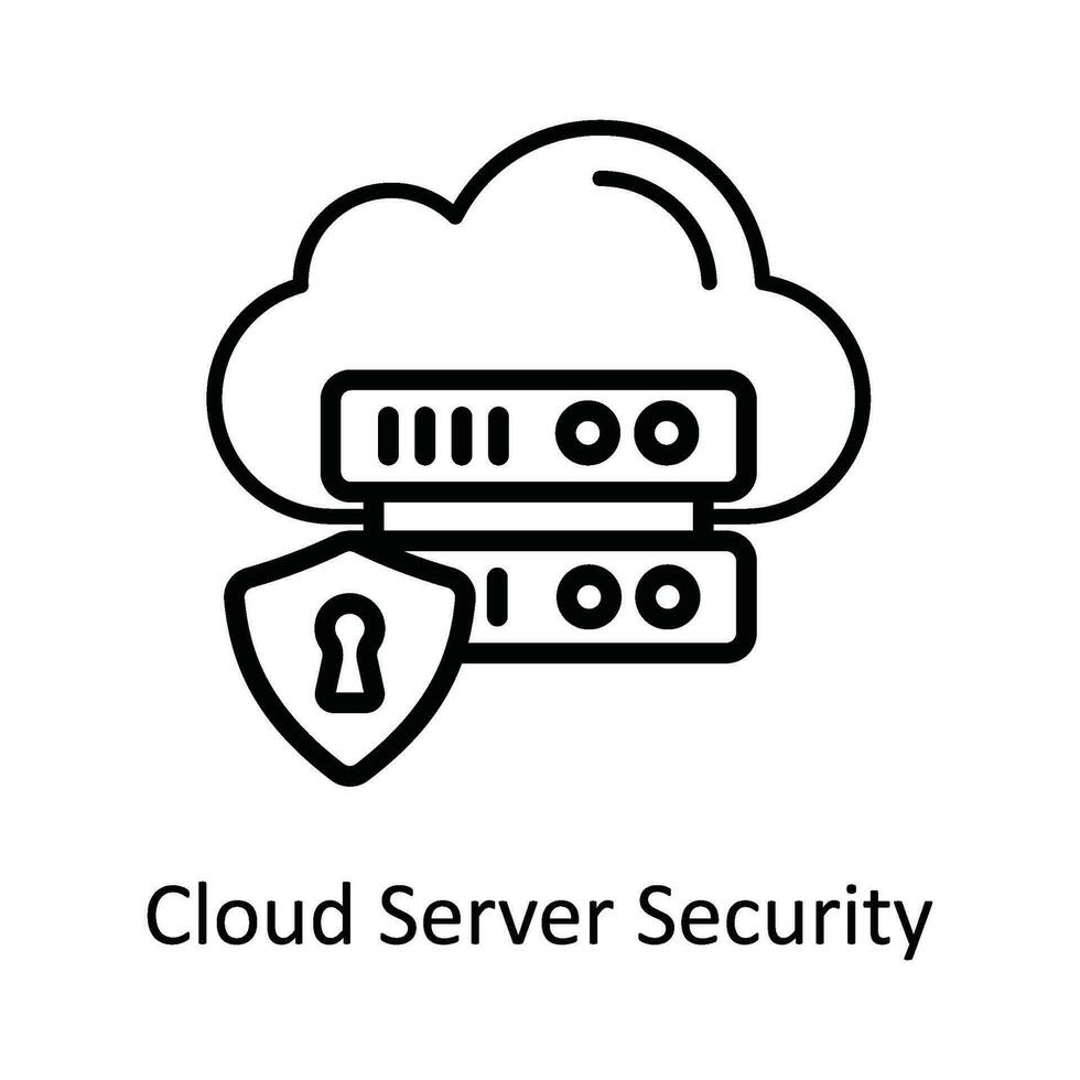 Cloud Server Security Vector Outline Icon Design Illustration Cyber