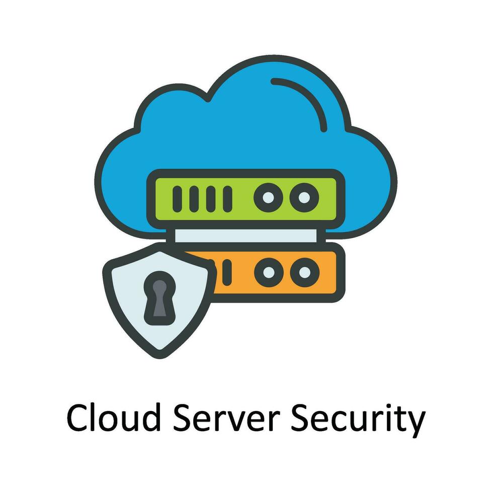 Cloud Server Security Vector Fill outline Icon Design illustration ...