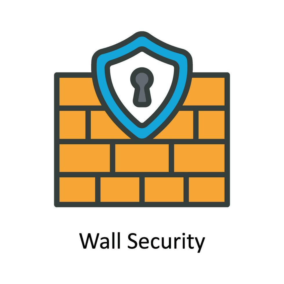 Wall Security Vector Fill Outline Icon Design Illustration Cyber Security Symbol On White