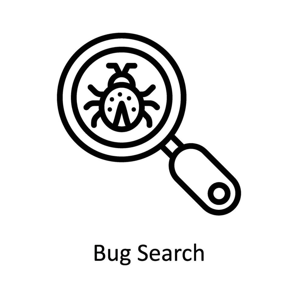 Bug Search Vector Outline Icon Design Illustration Cyber Security