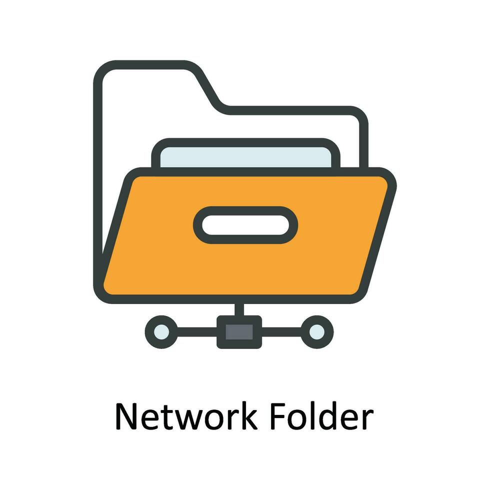 Network Folder Vector Fill outline Icon Design illustration. Network ...