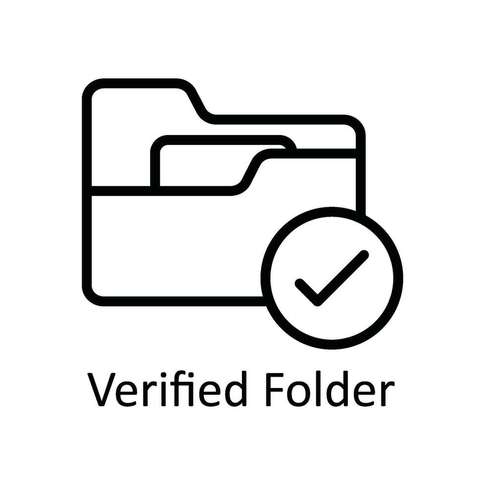 Verified Folder Vector outline Icon Design illustration. User interface ...