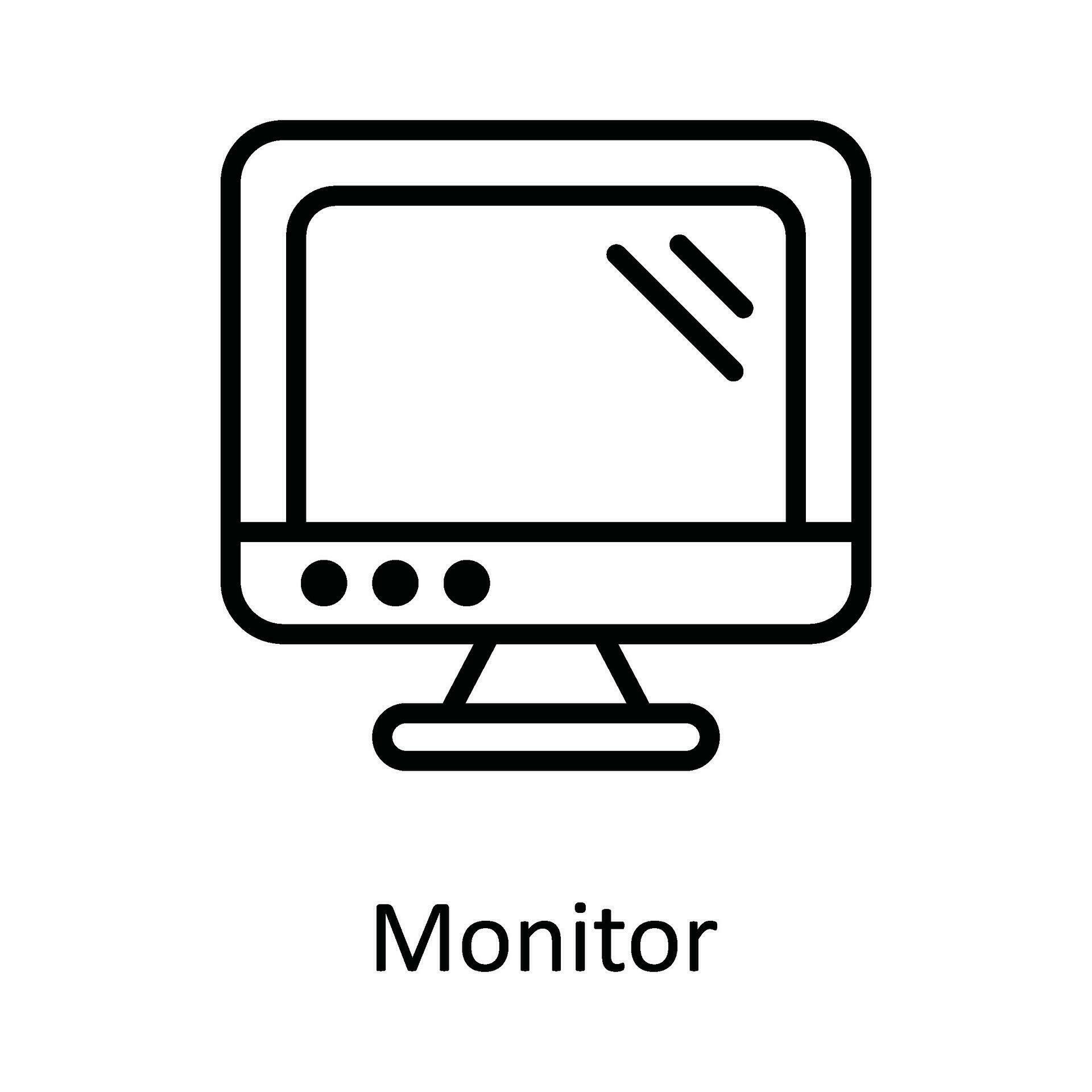 Monitor Vector outline Icon Design illustration. User interface Symbol ...