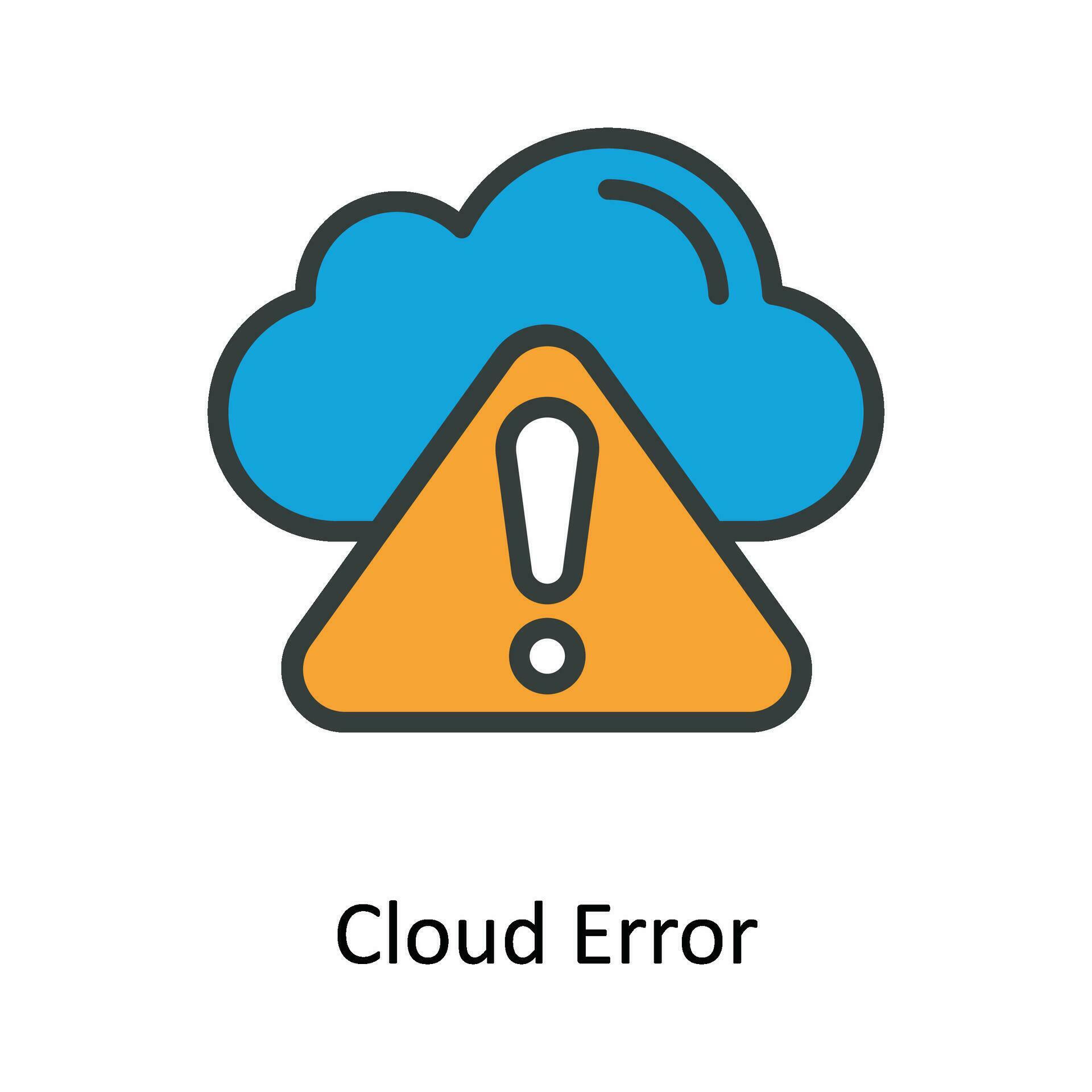 Cloud Error Vector Fill Outline Icon Design Illustration Cyber