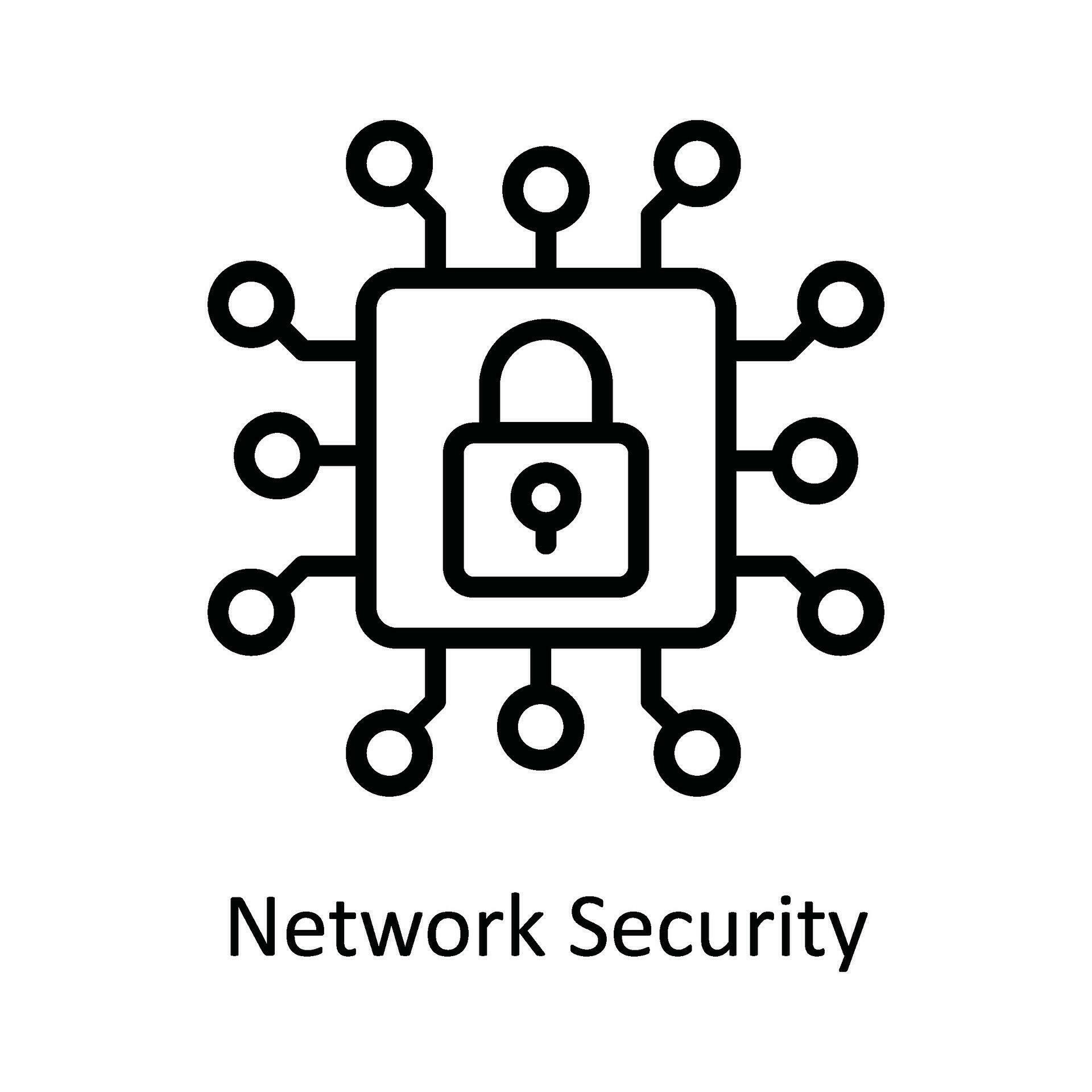 Network Security Vector Outline Icon Design Illustration Network And