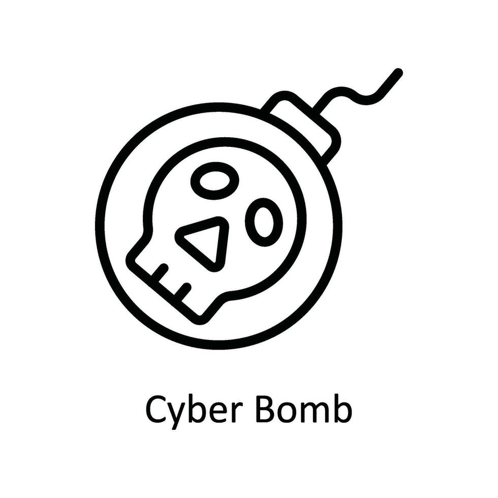 Cyber Bomb Vector Outline Icon Design Illustration Cyber Security