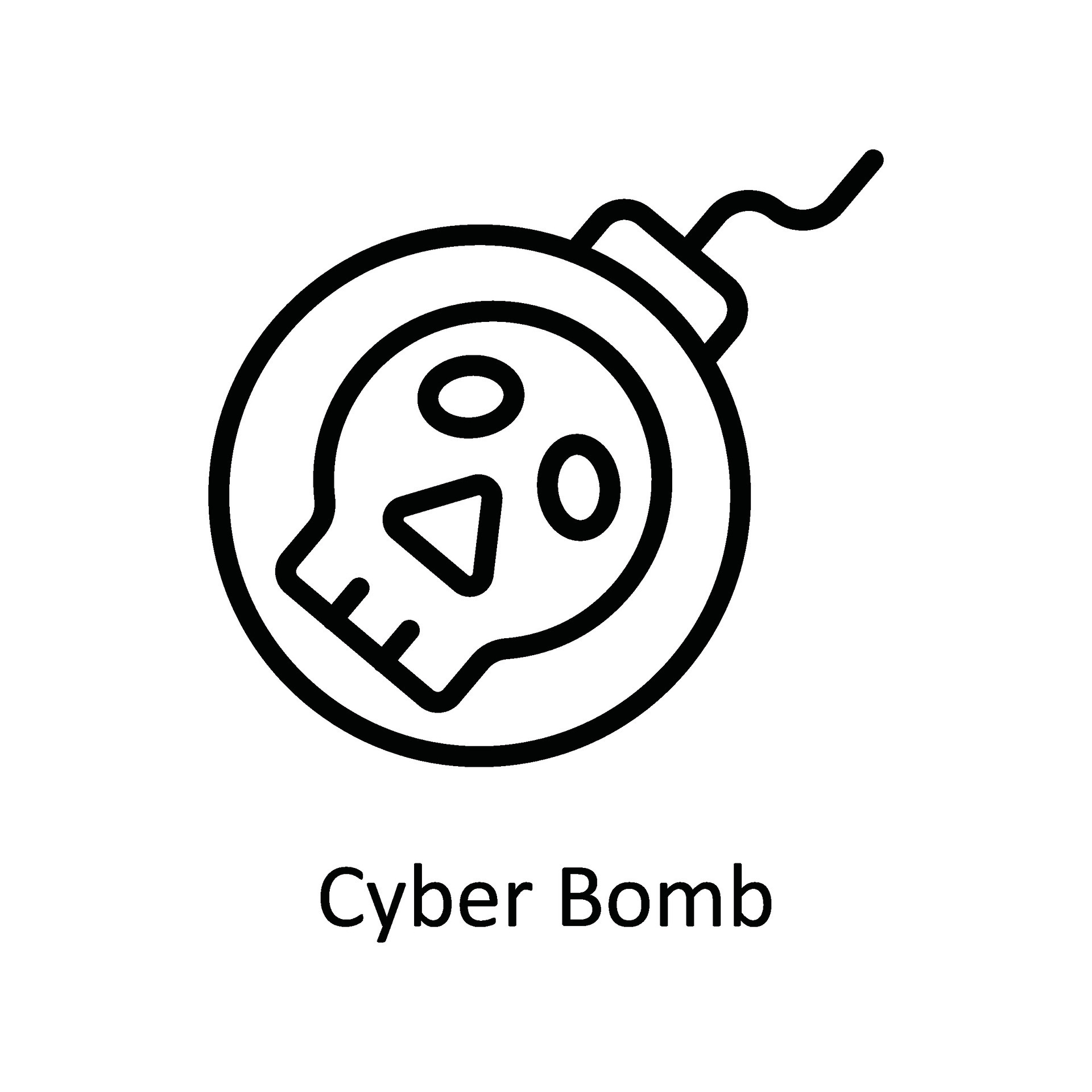 Cyber Bomb Vector Outline Icon Design Illustration Cyber Security Symbol On White Background