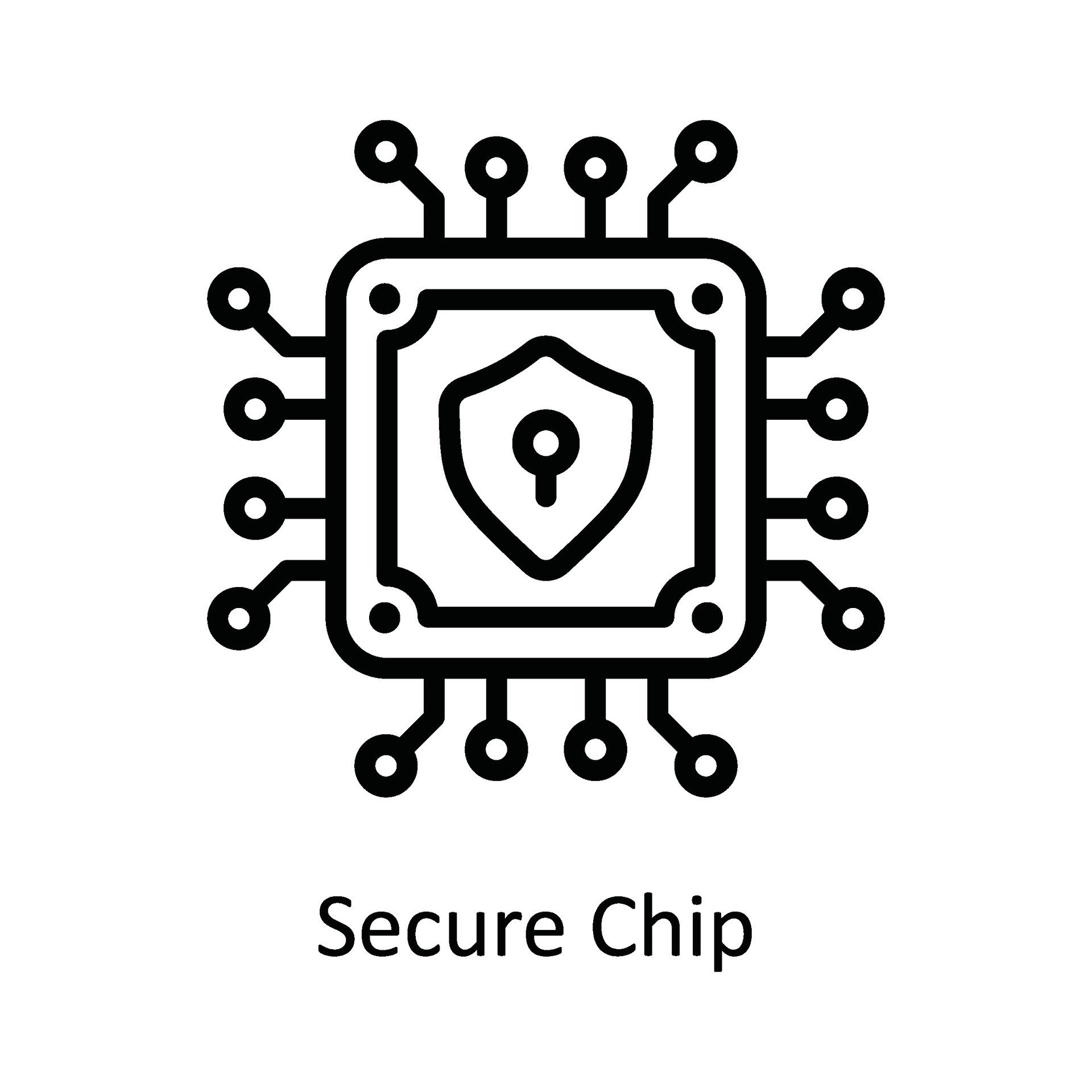 Secure Chip Vector Outline Icon Design Illustration Cyber Security Symbol On White Background