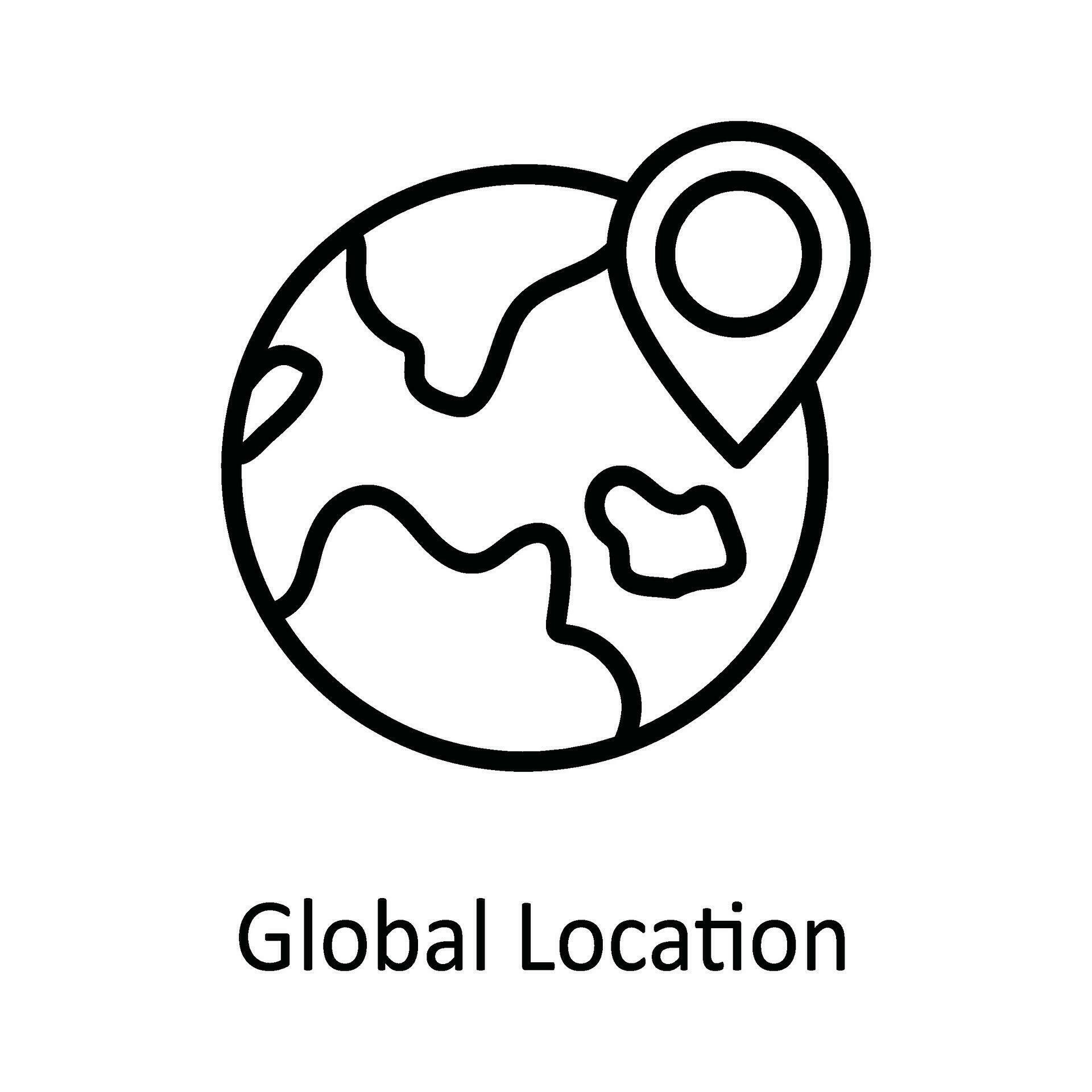 Global Location Vector Outline Icon Design Illustration User Interface Symbol On White