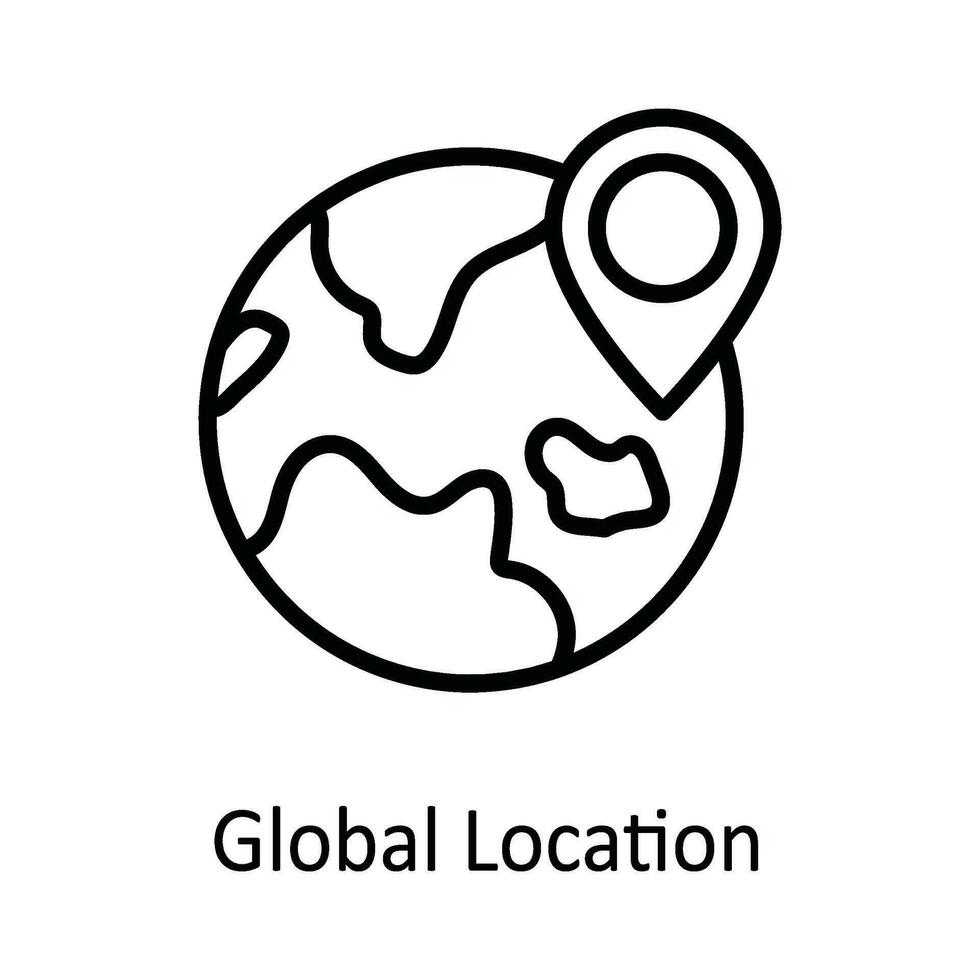 Global Location Vector Outline Icon Design Illustration User Interface Symbol On White