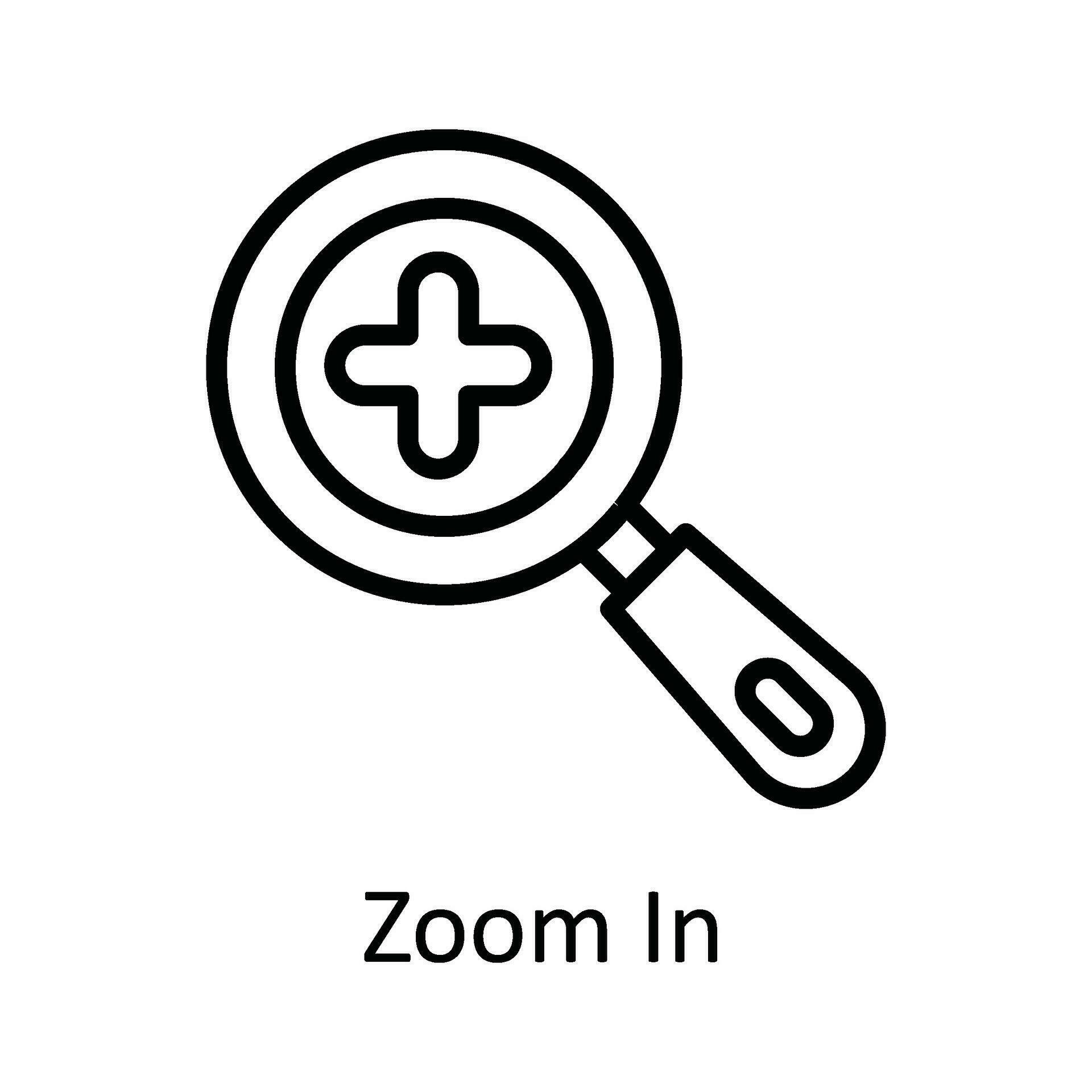 Zoom In Vector outline Icon Design illustration. User interface Symbol ...