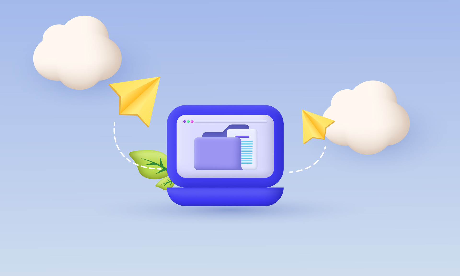 illustration creative File transfer folder with document computer ...