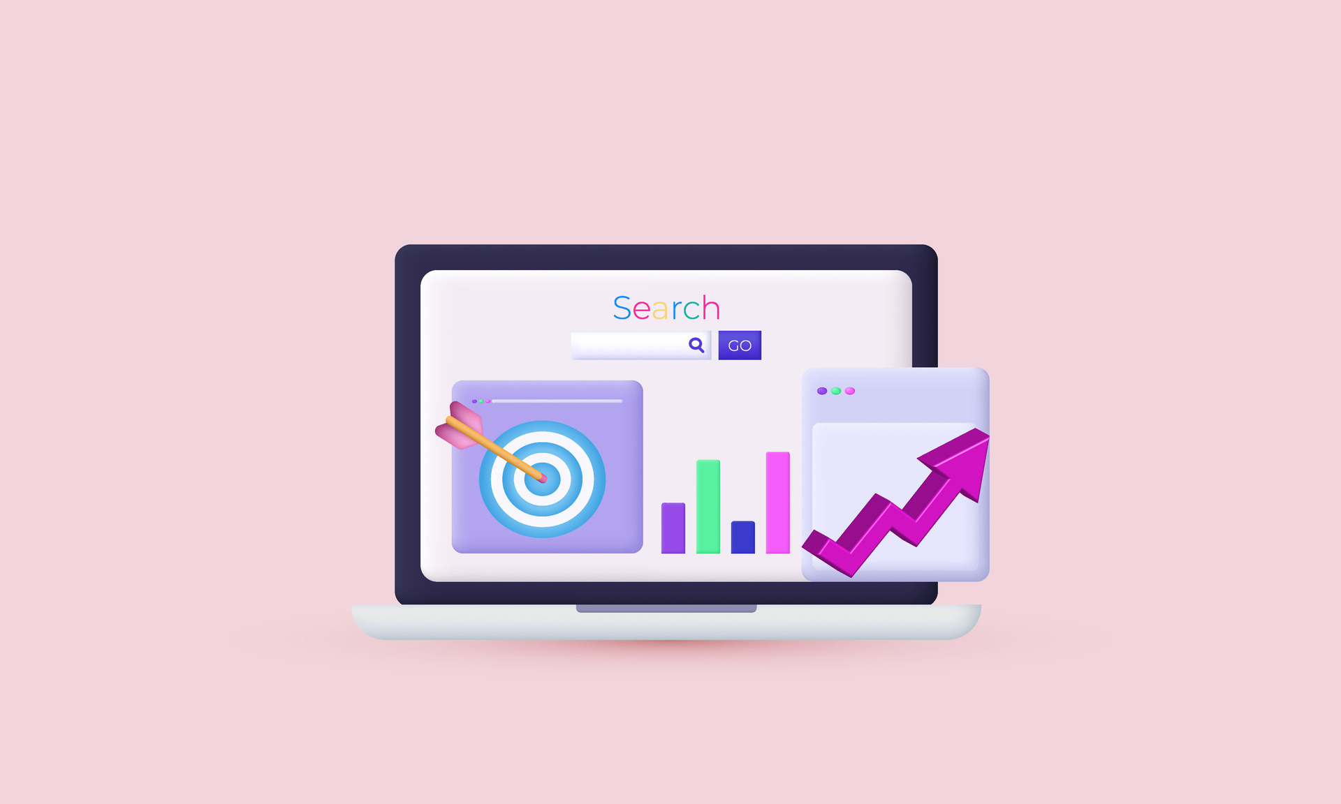 illustration 3d data analytics graphs dashboard vector symbols isolated ...