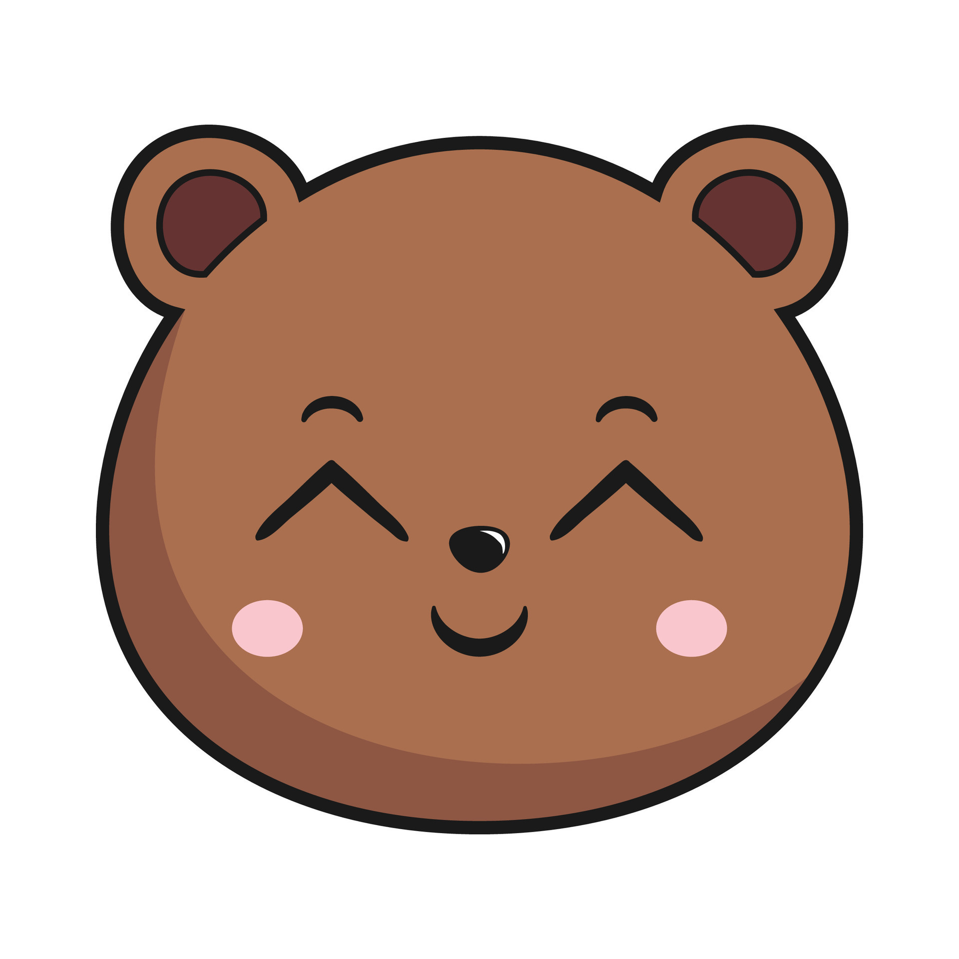 Bear Smiling Face Head Kawaii Sticker Isolated 25676590 Vector Art At