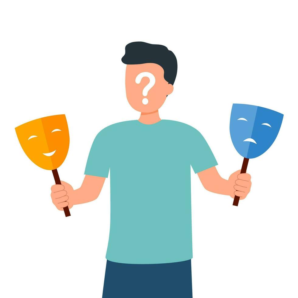 Man with bipolar disorder symptom in flat design. Bipolar patient with ... Man with bipolar disorder symptom in flat design. Bipolar patient with ...