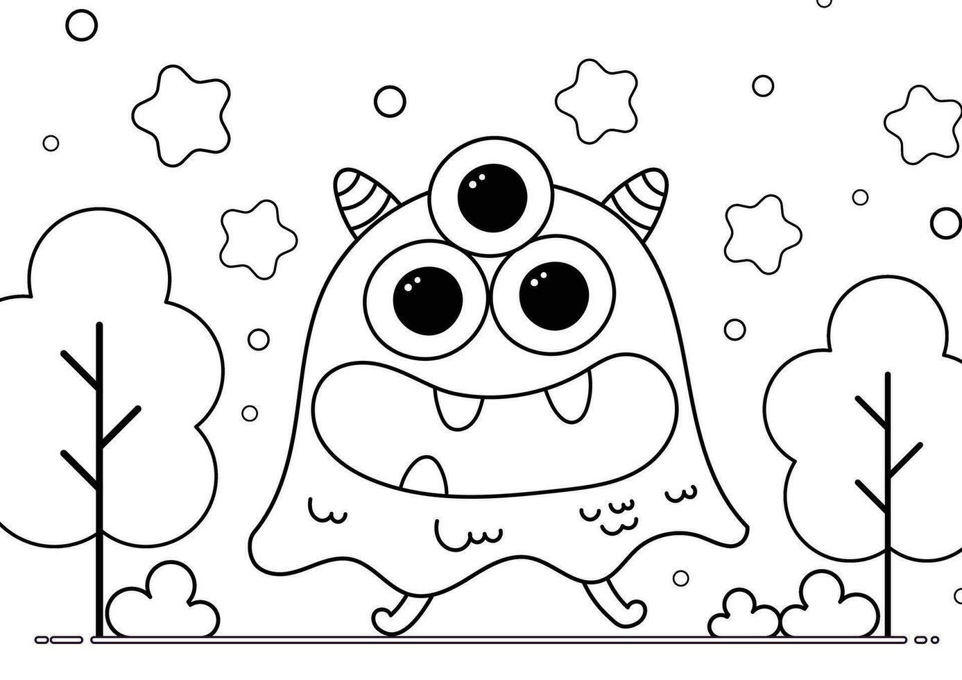 coloring page flat cute design vector fun monsters 25679154 Vector Art ...