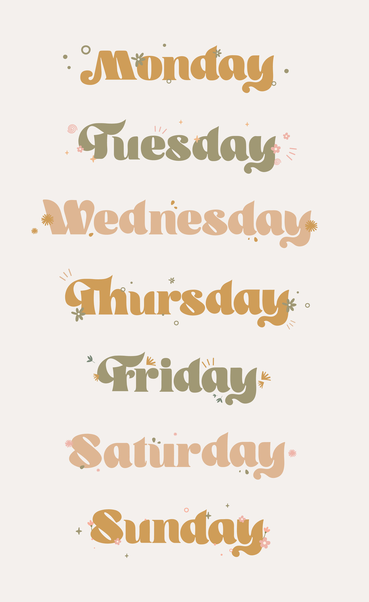 Flat Colorful Days Of The Week Lettering Design Vector 25679191 Vector Art At Vecteezy