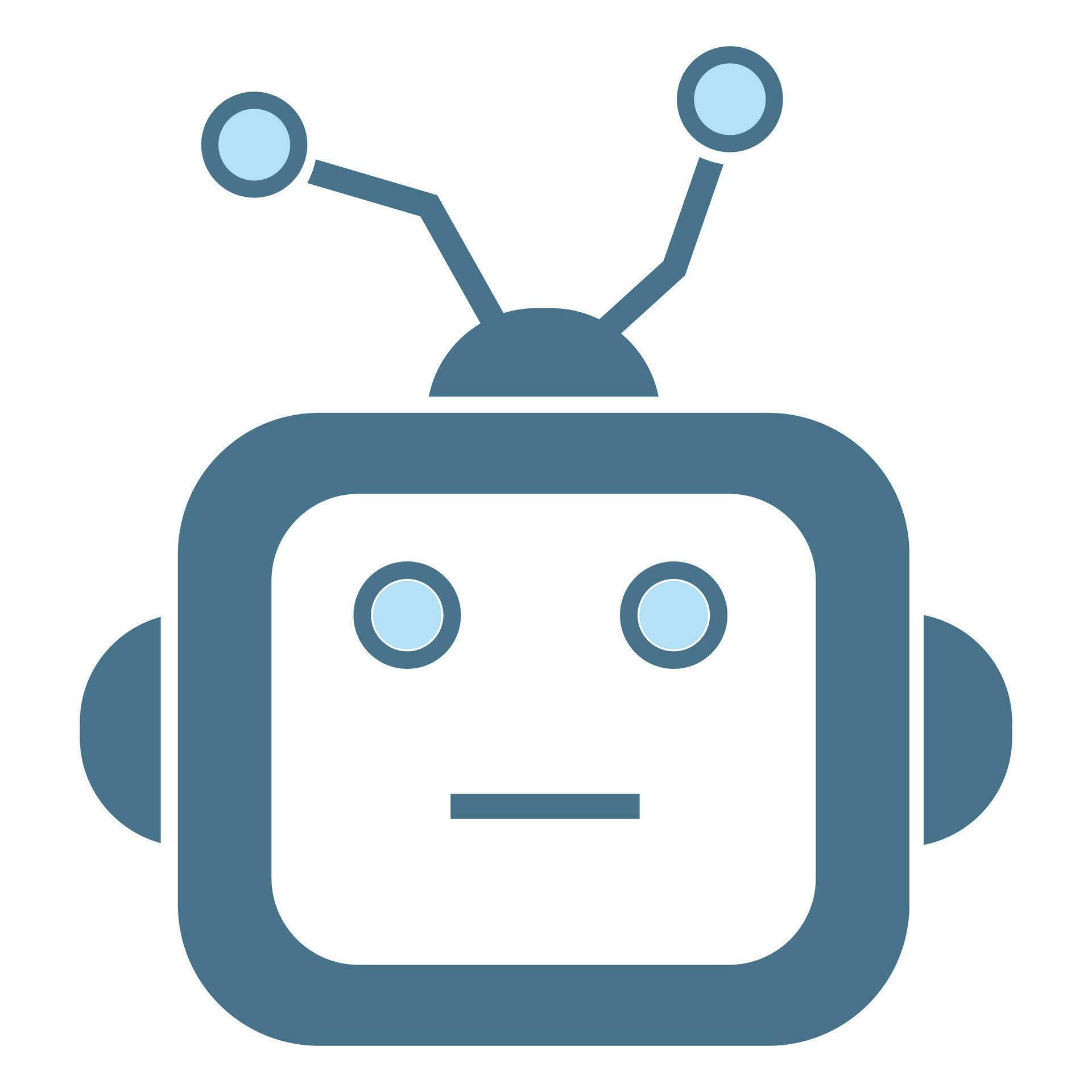 Mornitor robot and AI icons, symbols. Artificial intelligence lined ...