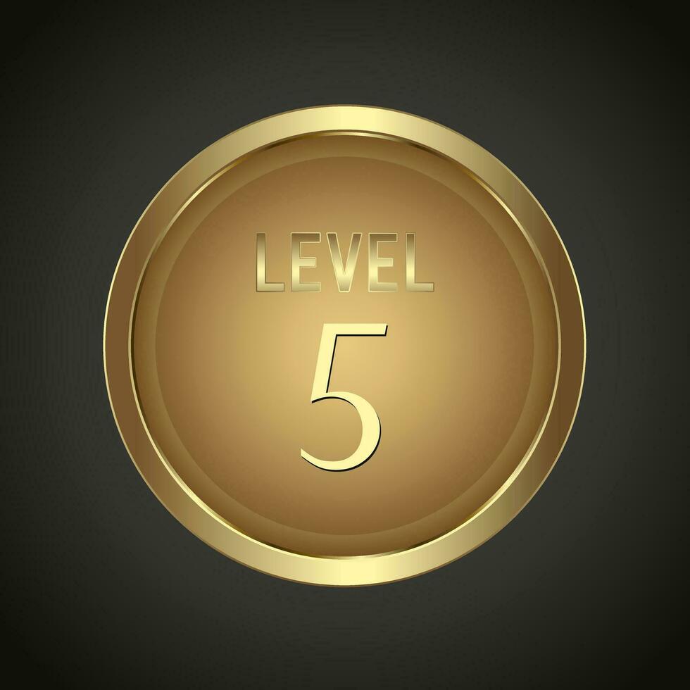 Luxury Golden Level 5 button on dark gradient background for ...