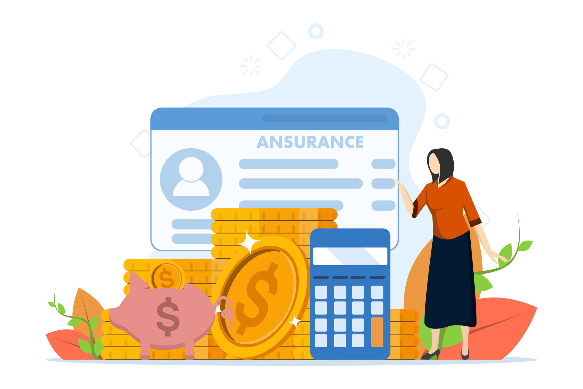 Financial insurance concept. People save money and protect bank deposits. money protection ...