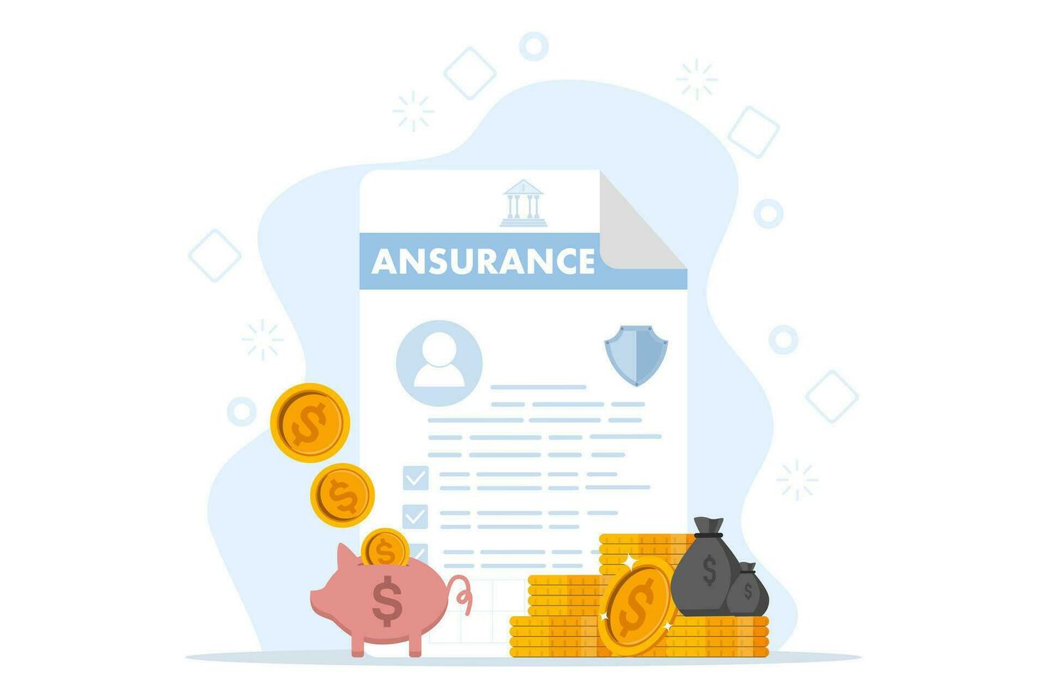 Financial insurance concept. People save money and protect bank deposits. money protection ...