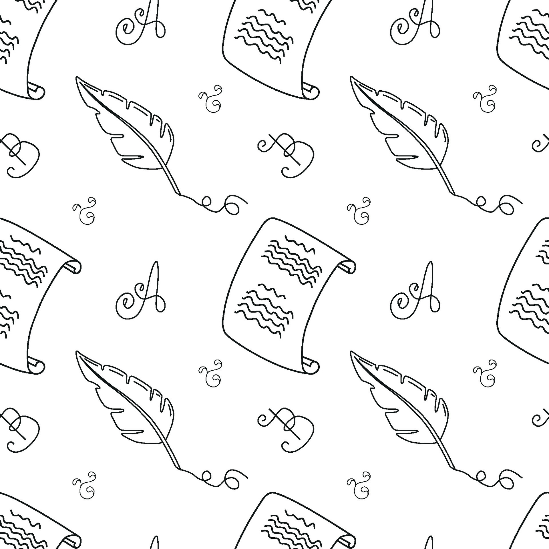 Vector Seamless Pattern Literature Writer In Doodle Style 25683720
