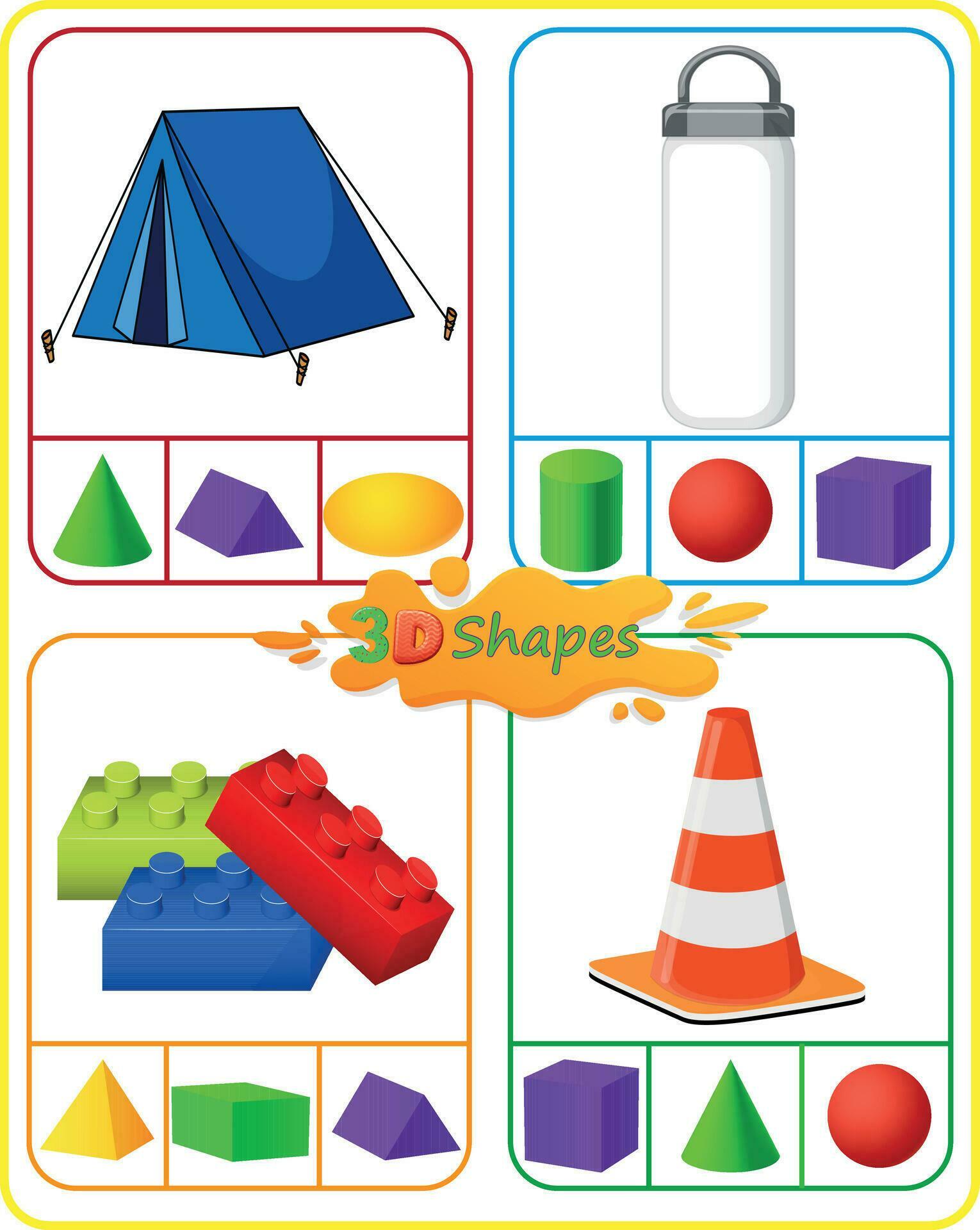 Math Worksheet 3D Shapes. Circle the shape that best matches the real ...