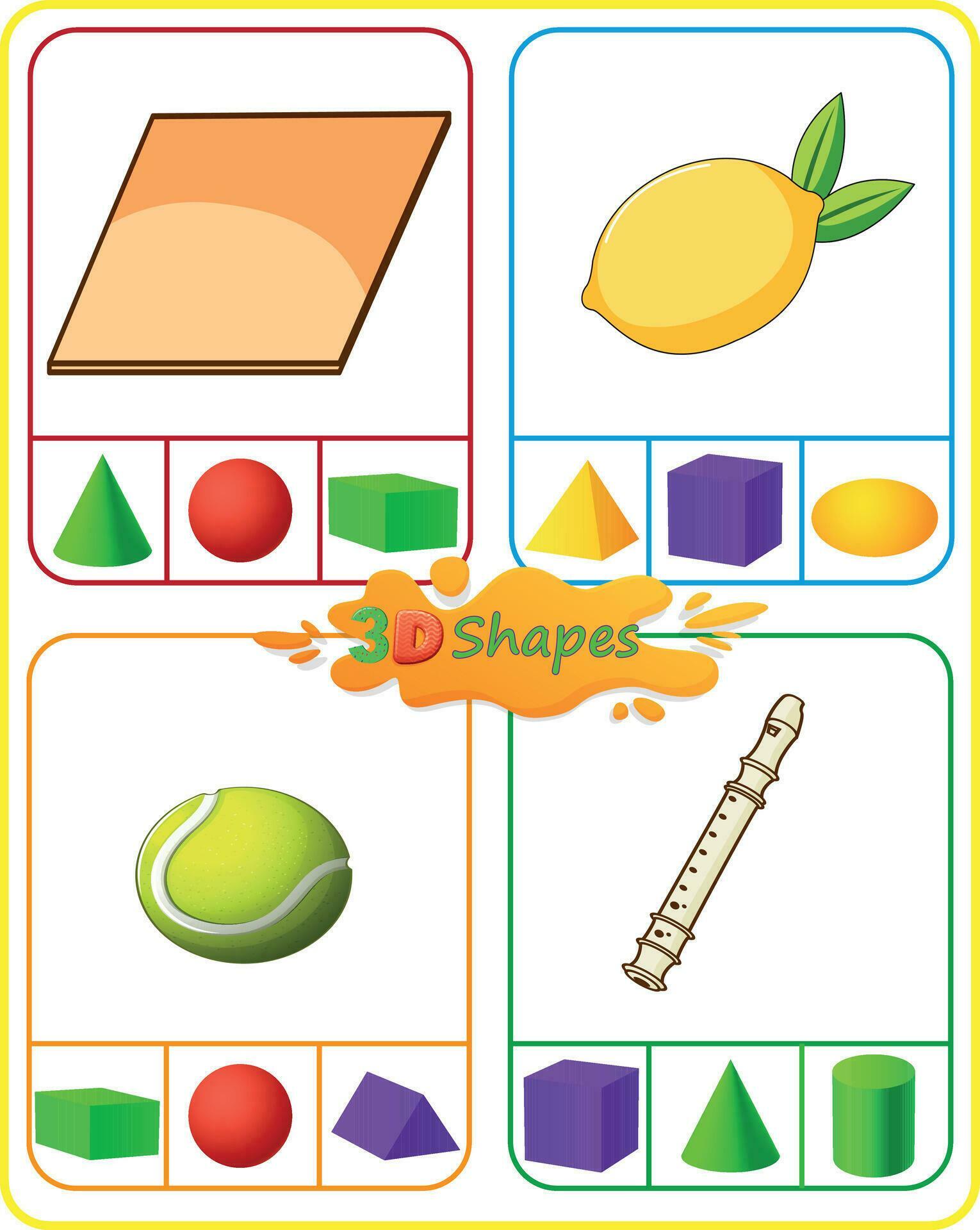Math Worksheet 3D Shapes. Circle the shape that best matches the real ...