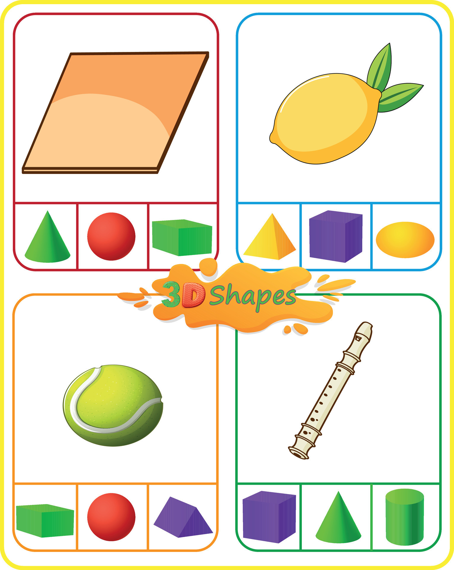 Math Worksheet 3D Shapes. Circle the shape that best matches the real ...