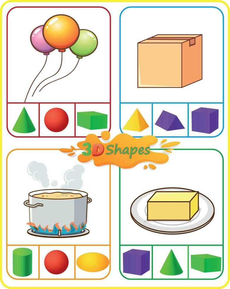 Math Worksheet 3D Shapes. Circle the shape that best matches the real ...