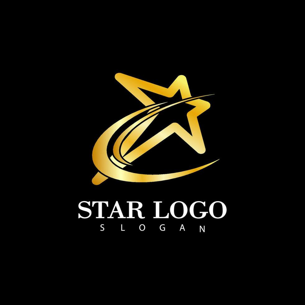 Gold Star icon Template vector illustration design isolated on black ...