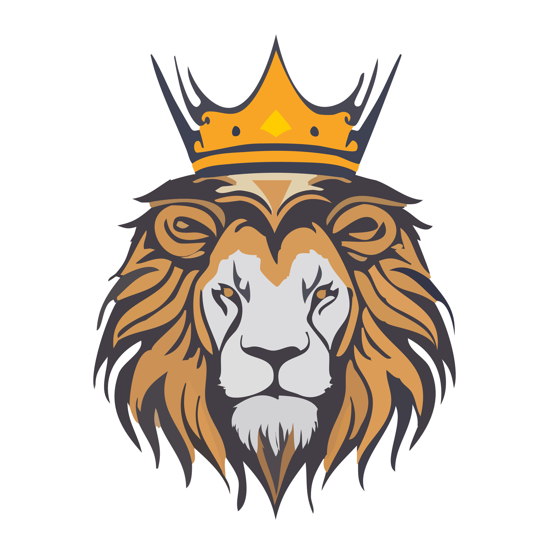 Portrait of lion wearing a crown vector illustration 25692200 Vector ...