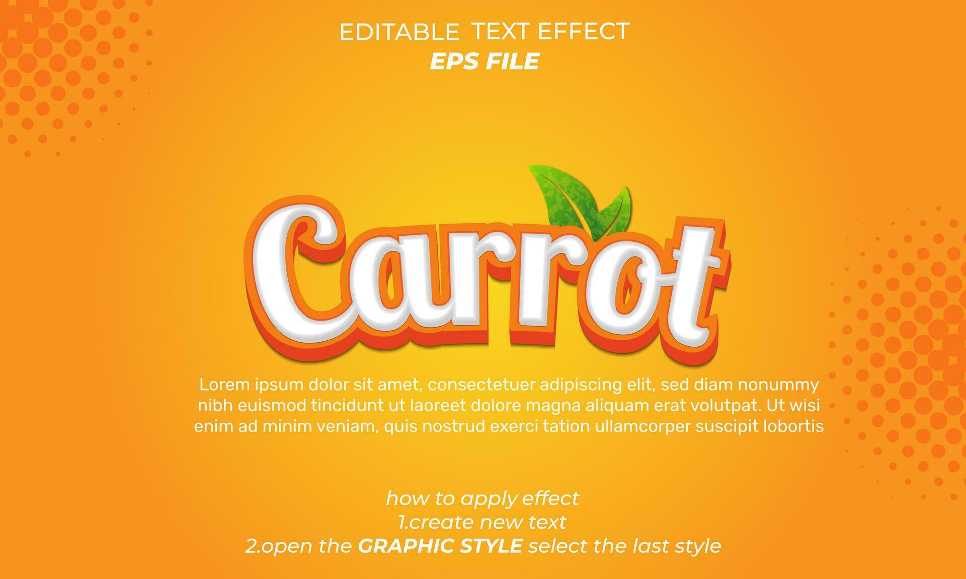carrot text effect typography, 3d text. vector template 25695306 Vector Art at Vecteezy