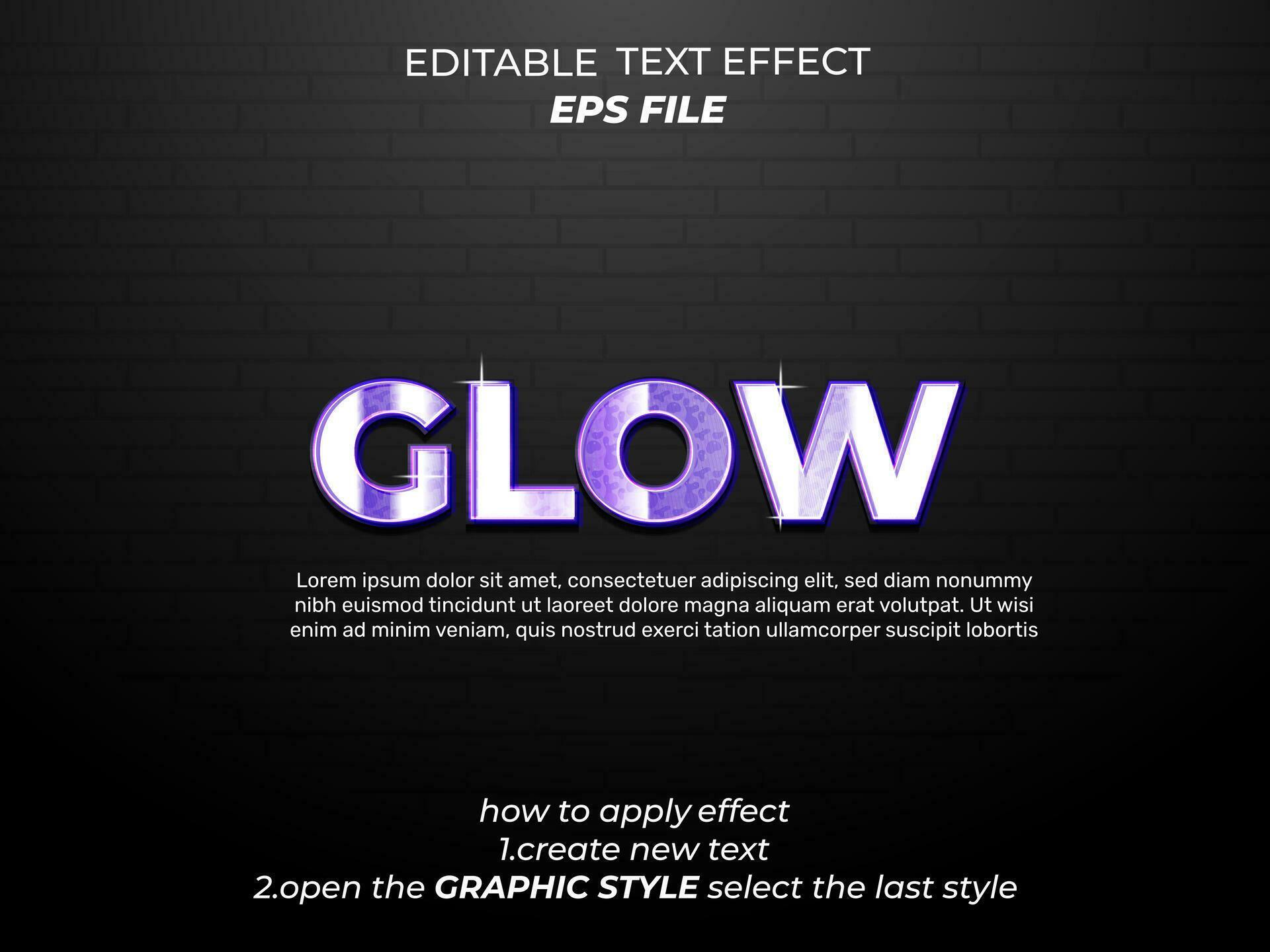 glow text effect, typography, 3d text. vector template 25695403 Vector ...