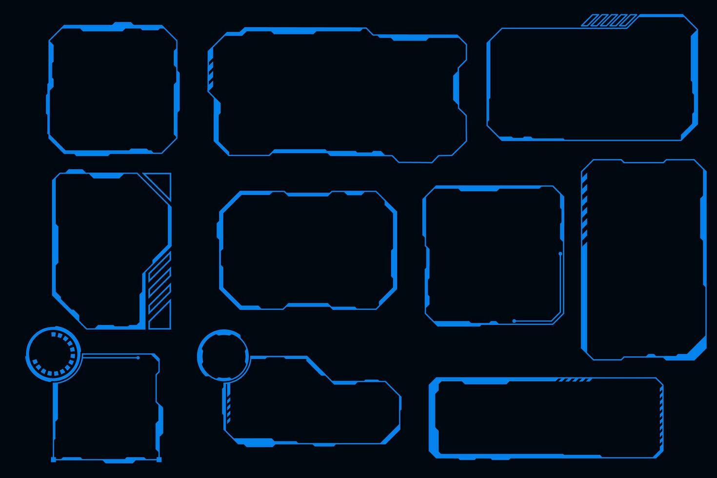 Vector technology futuristic set hi tech frame element. HUD focus sci-fi square shape design ...